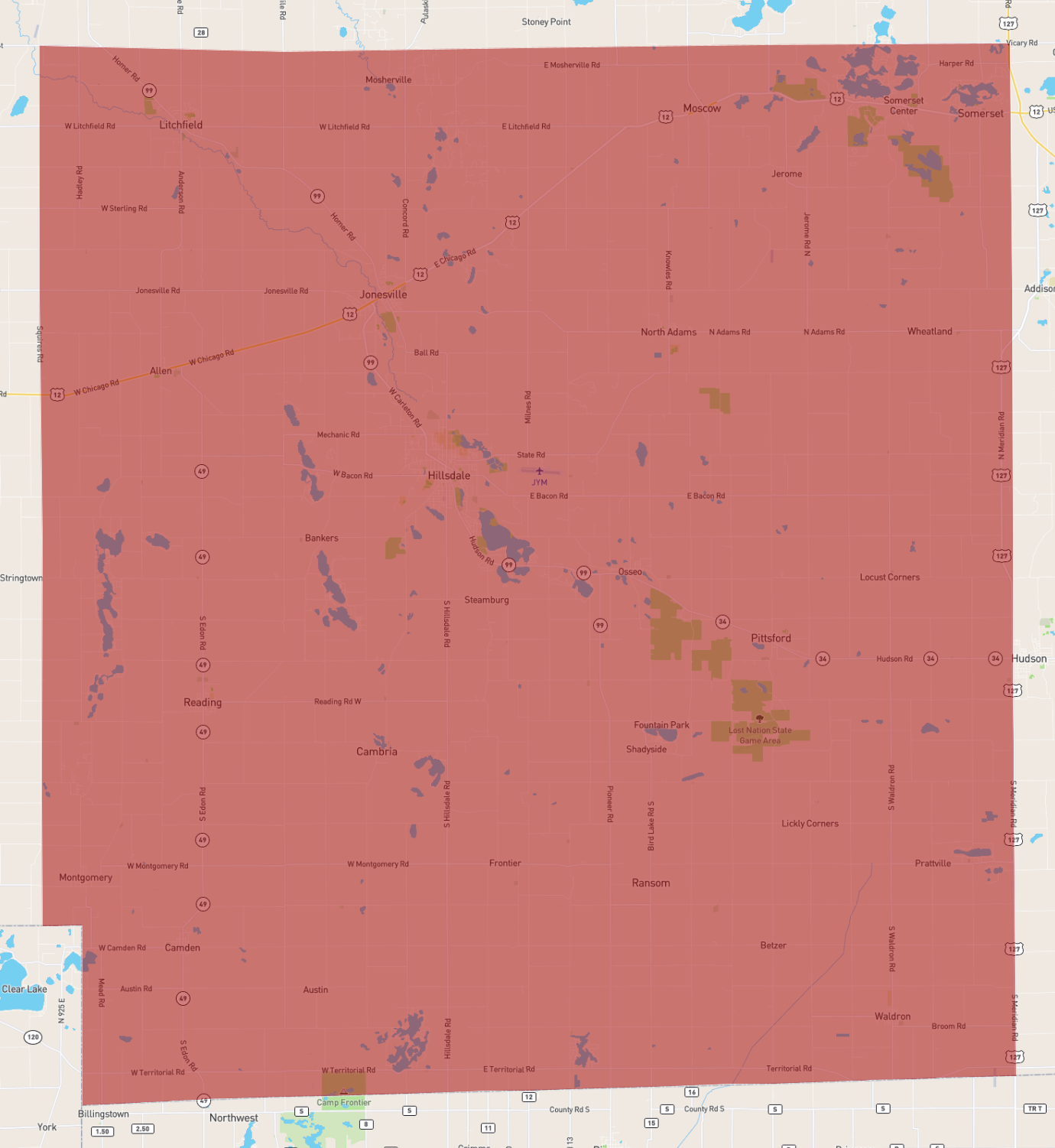 Michigan Hillsdale County - AtlasBig.com