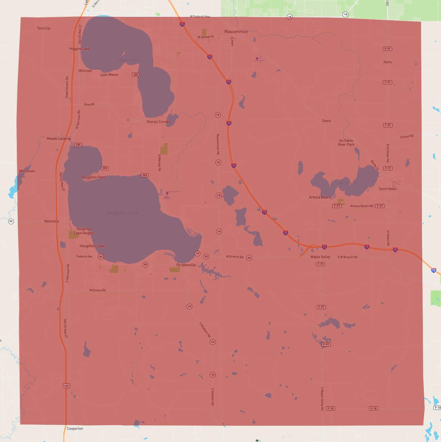 Michigan Roscommon County - AtlasBig.com