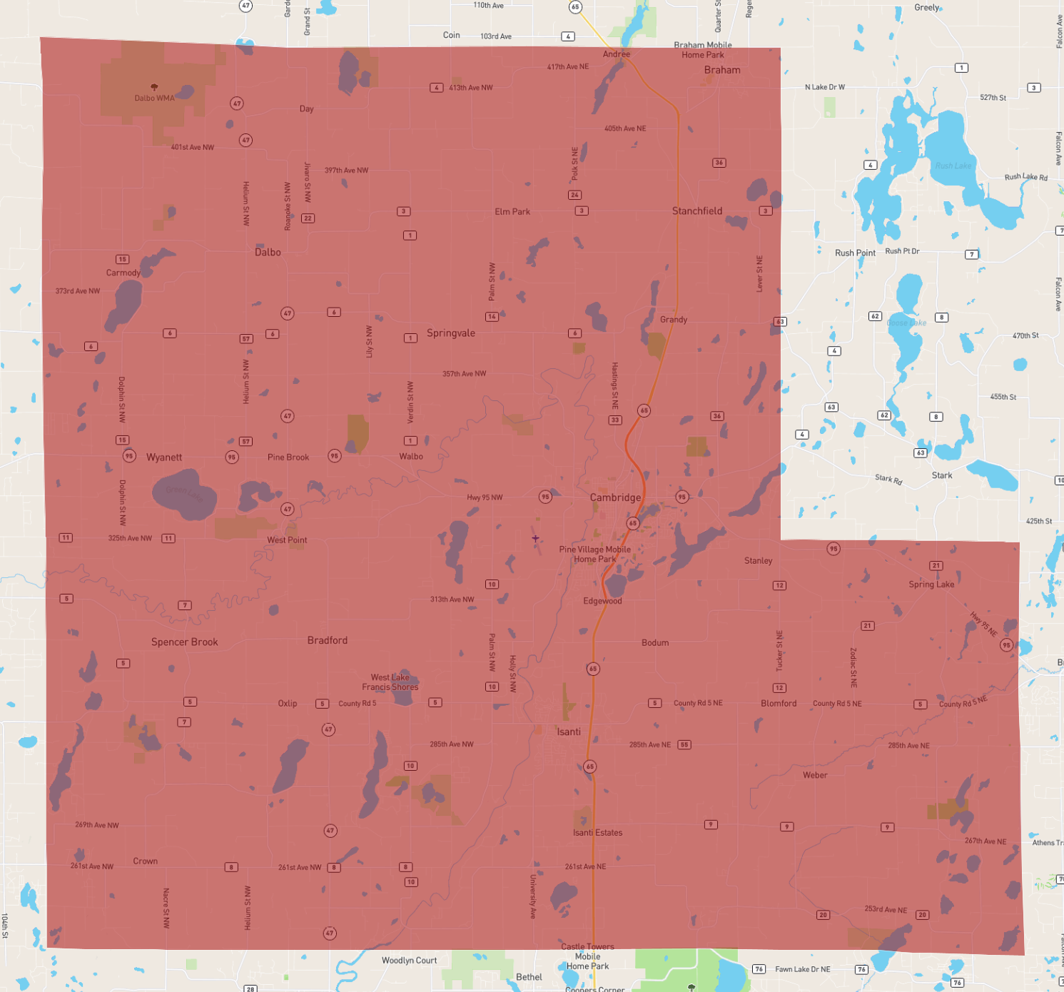 Minnesota Isanti County - AtlasBig.com Minnesota Isanti County - AtlasBig.com