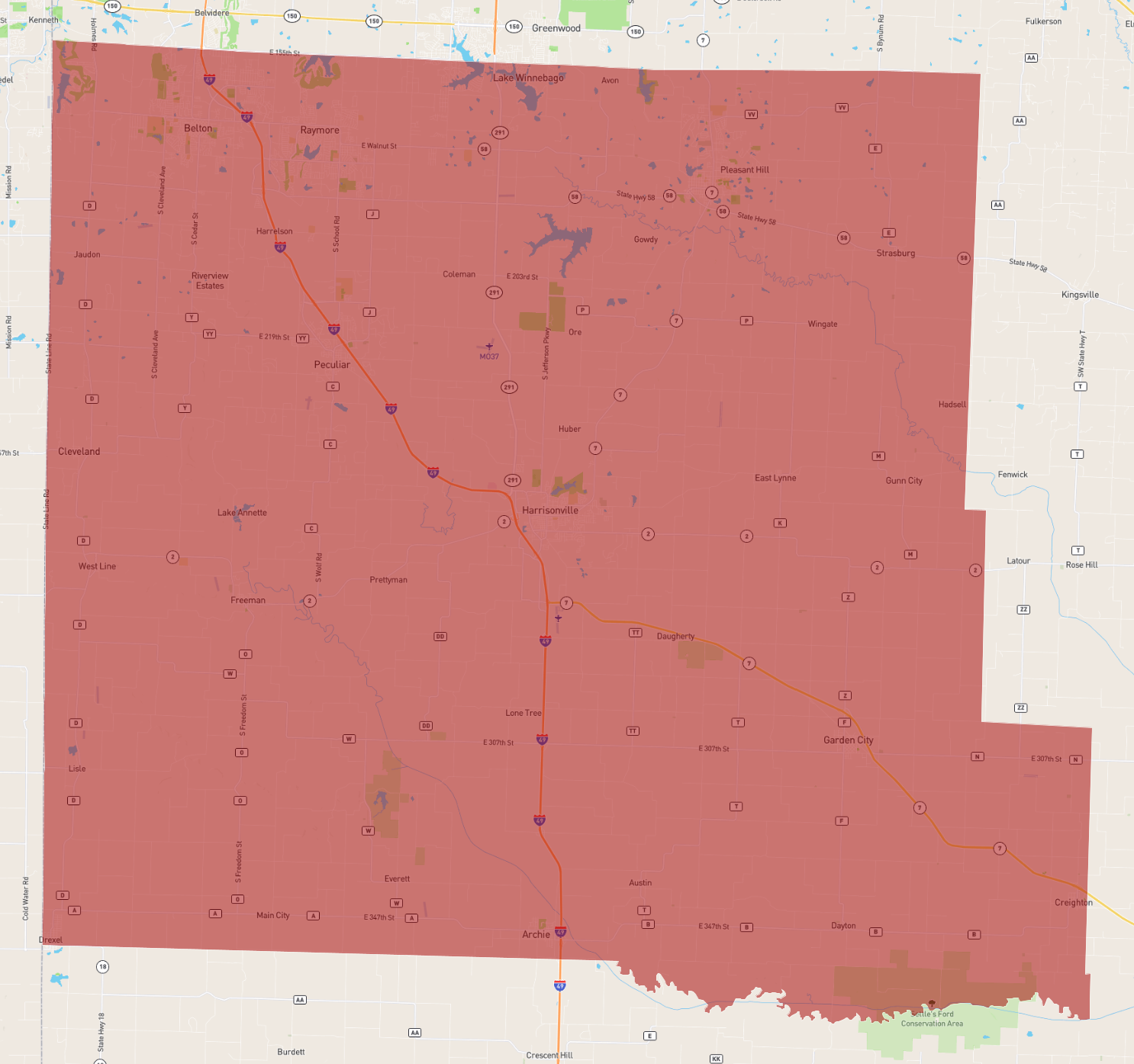 Missouri Cass County - AtlasBig.com