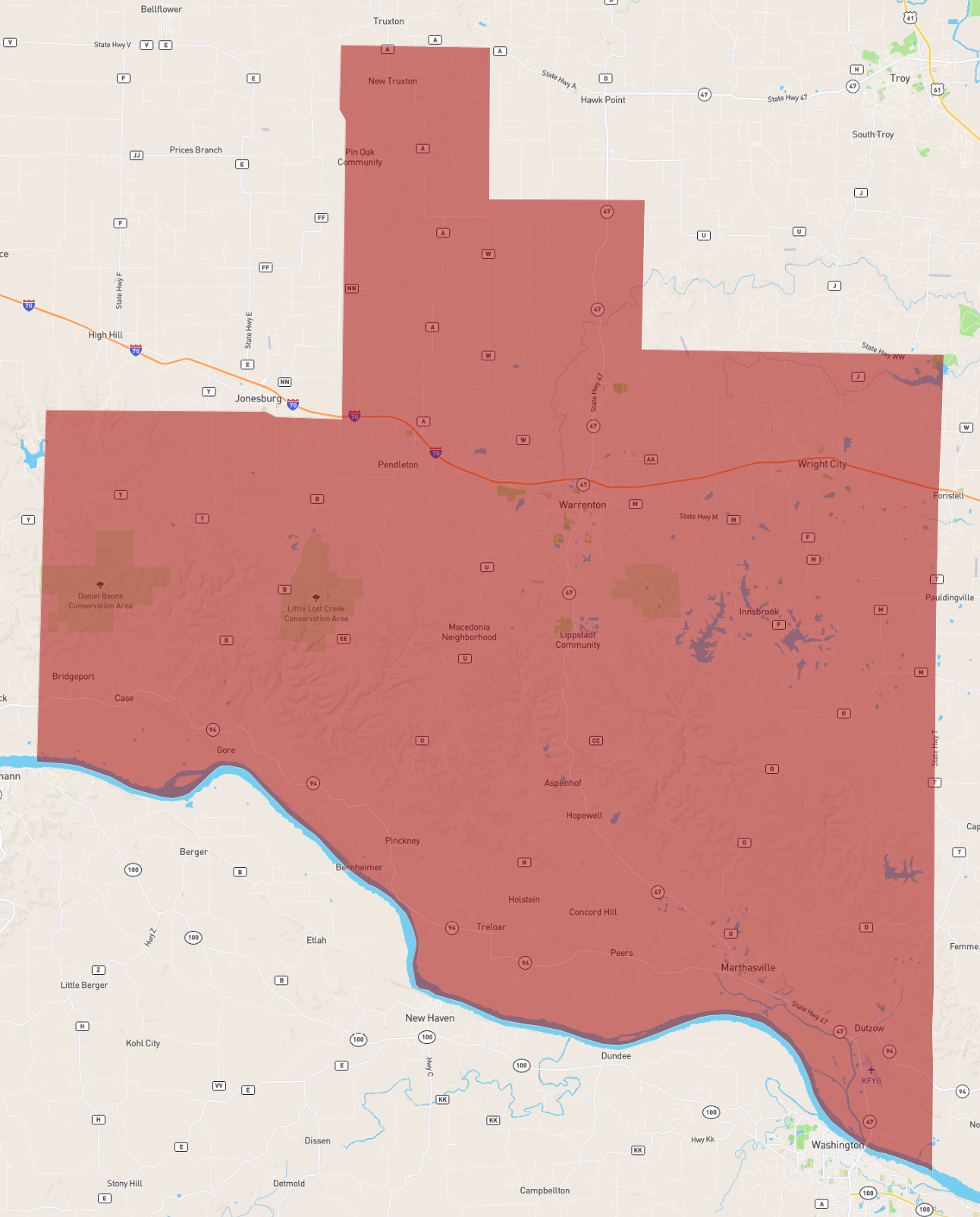 Missouri Warren County - AtlasBig.com