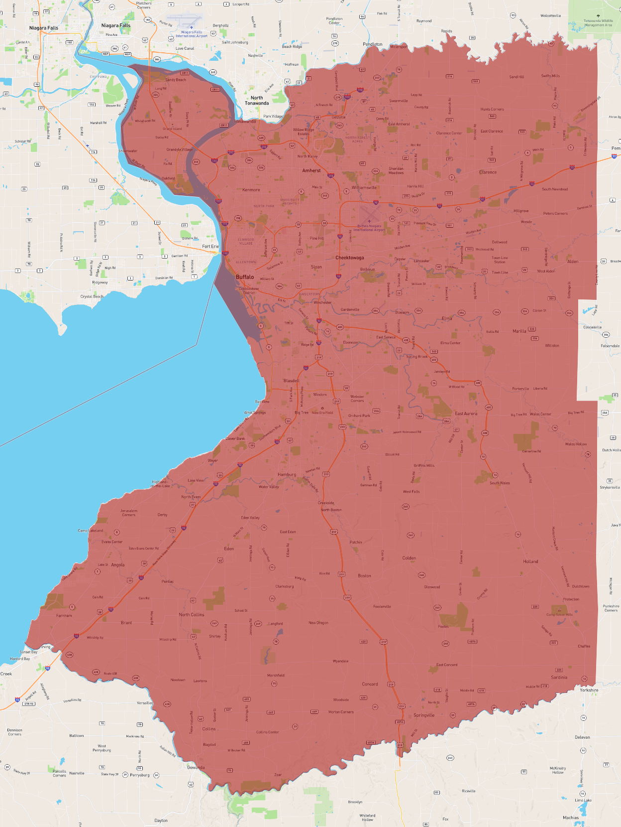 Erie County New York Elevation Map
