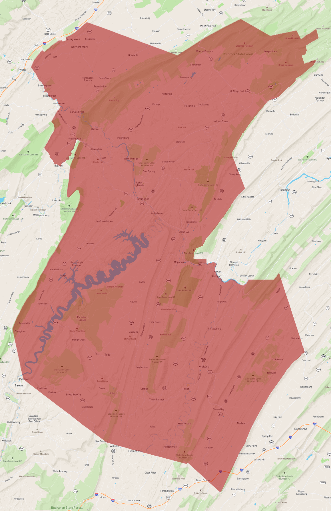 Pennsylvania Huntingdon County - AtlasBig.com