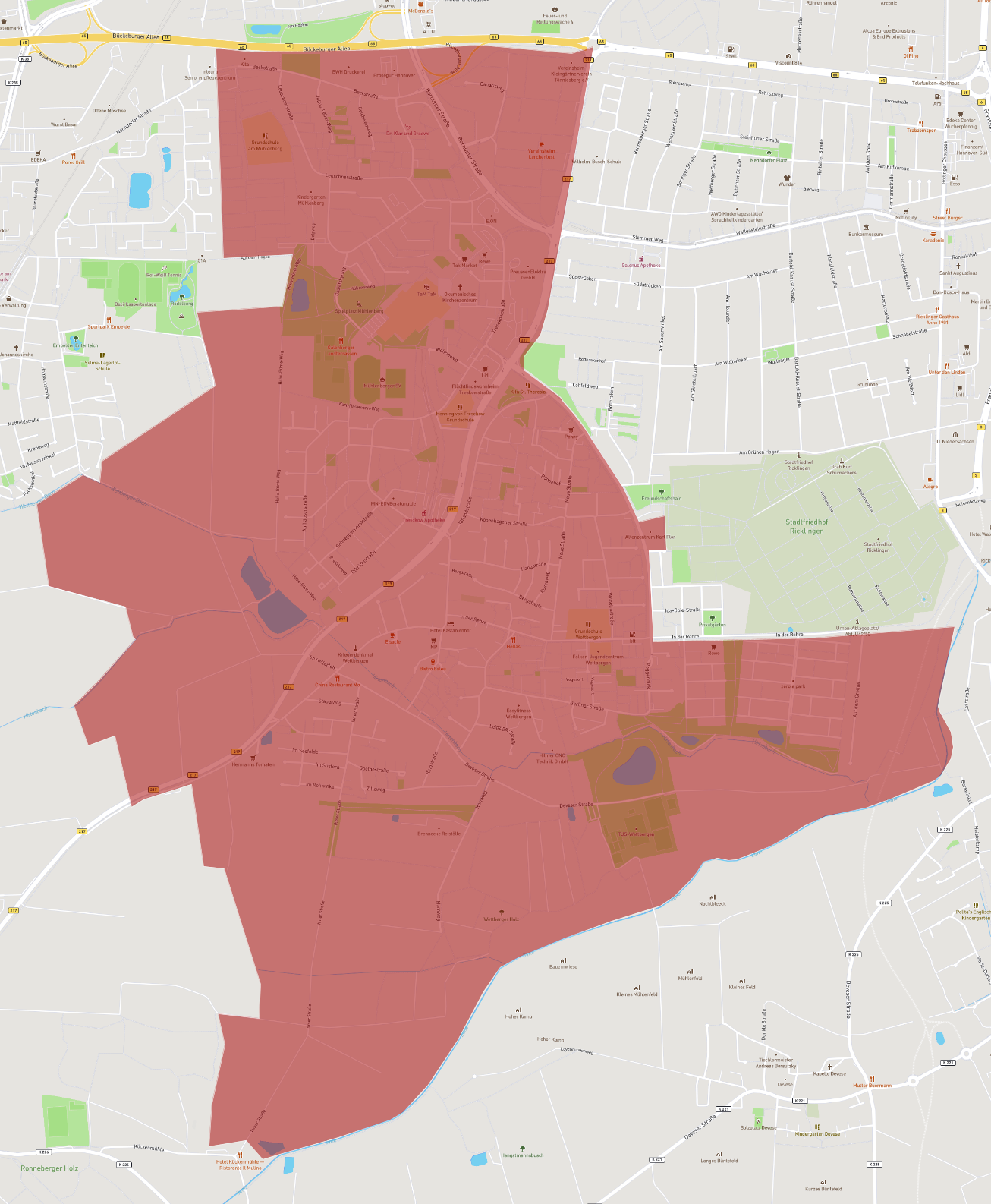 Postleitzahl 30457 - Hannover - AtlasBig.com