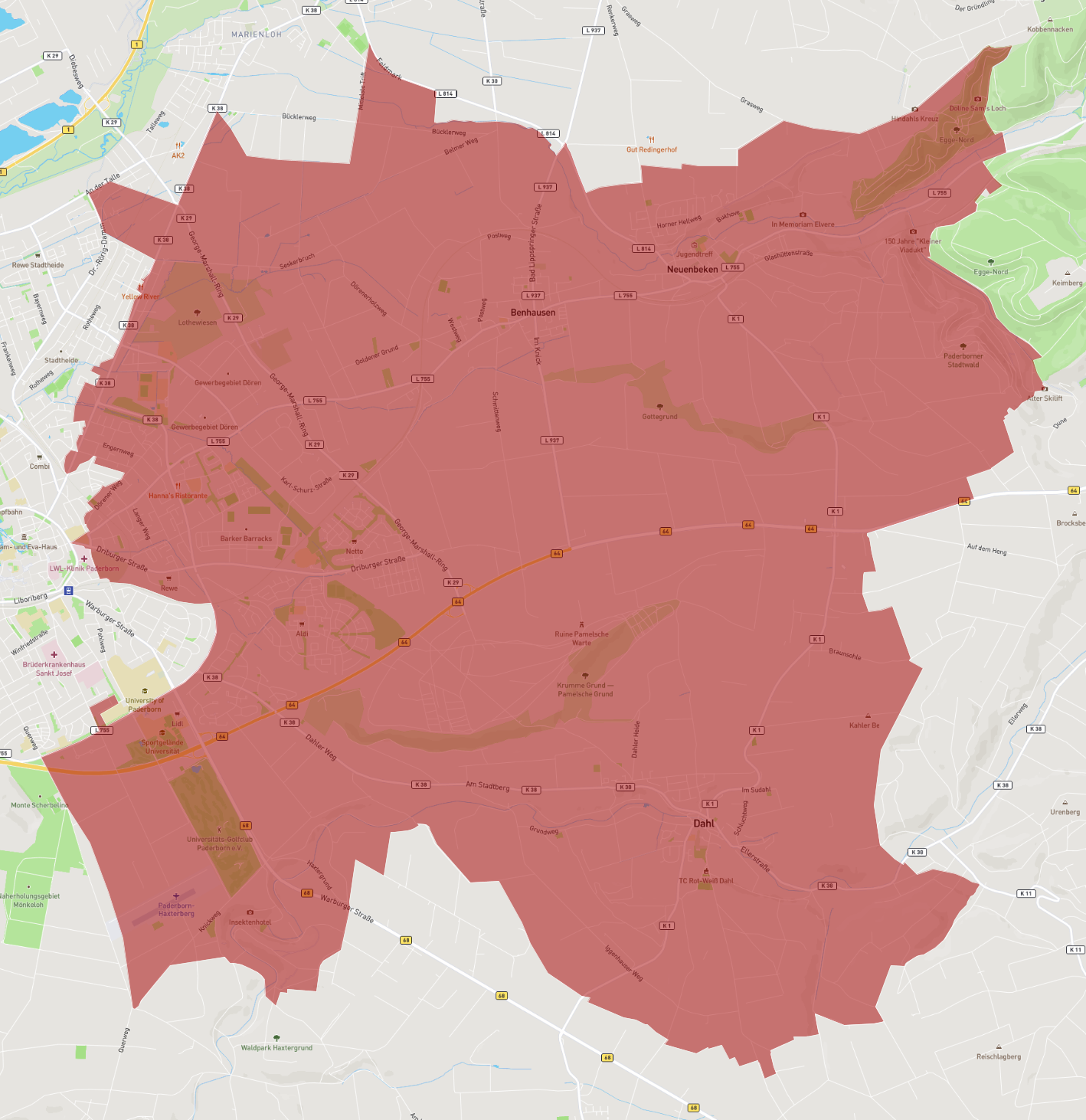 Postleitzahl 33100 - Paderborn - AtlasBig.com