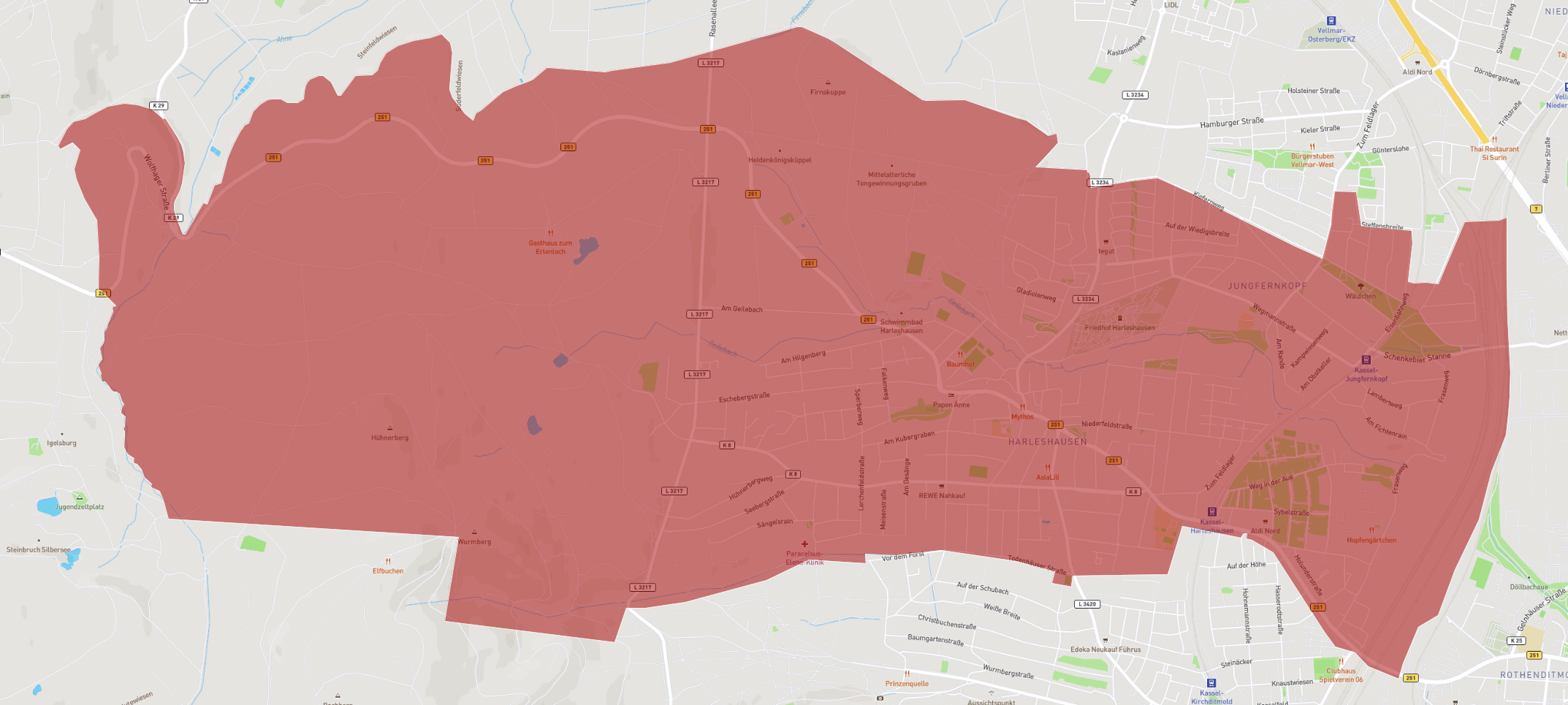 Postleitzahl 34128 - Kassel - AtlasBig.com