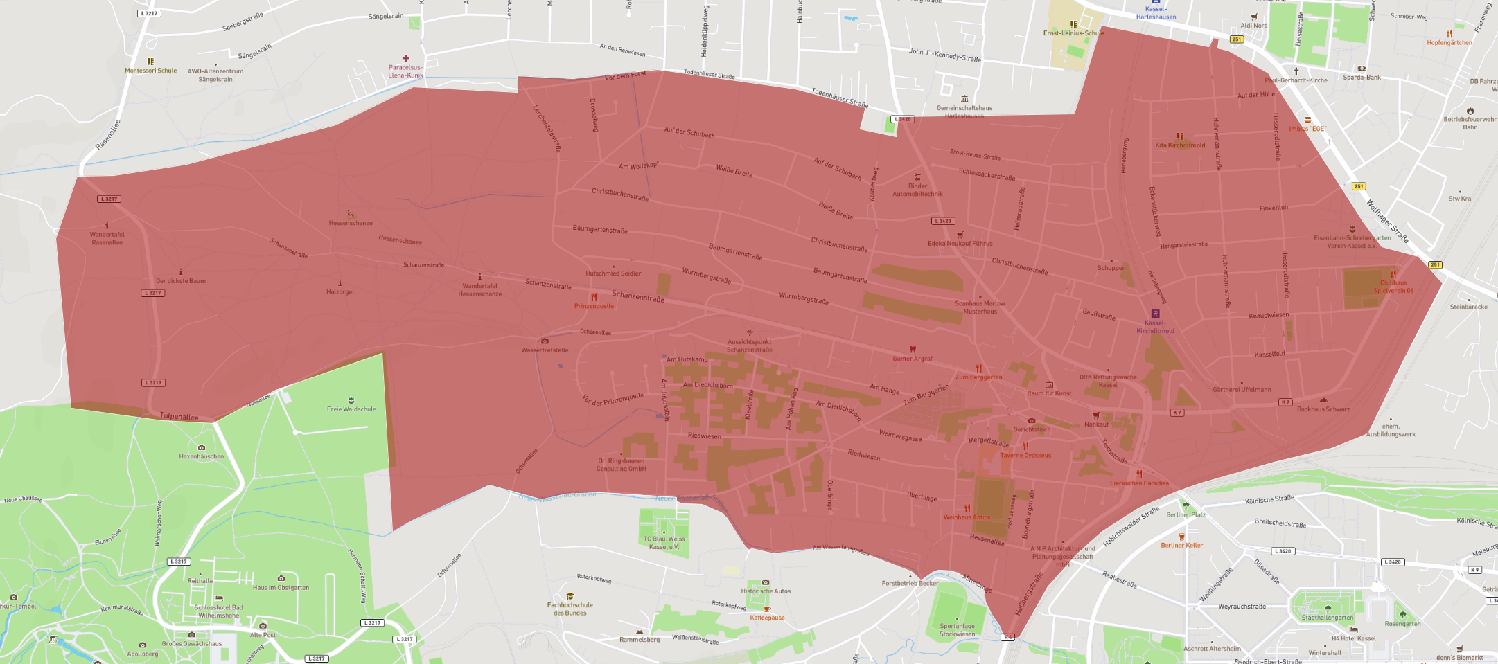 Postleitzahl 34130 - Kassel - AtlasBig.com