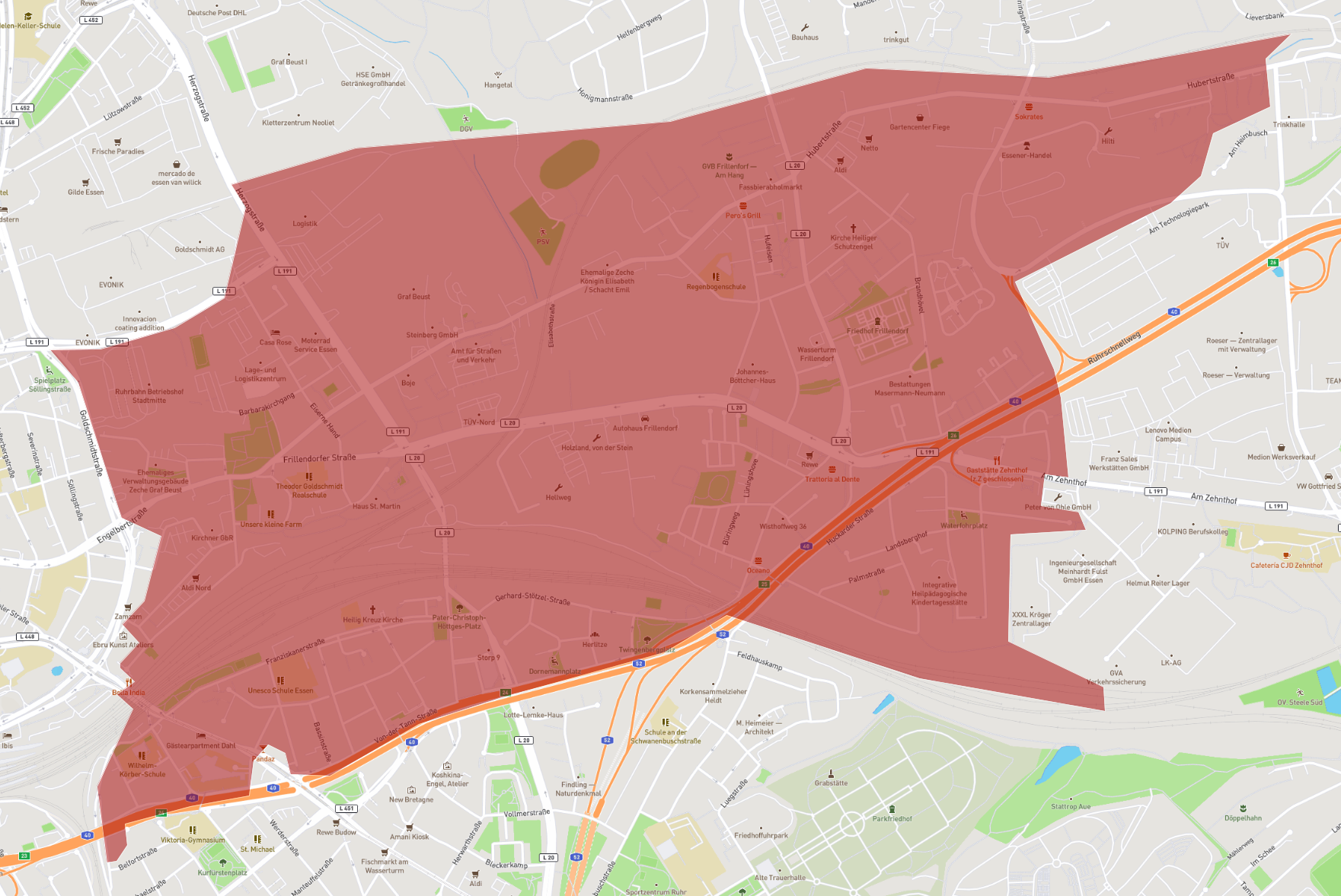 Postleitzahl 45139 - Essen - AtlasBig.com