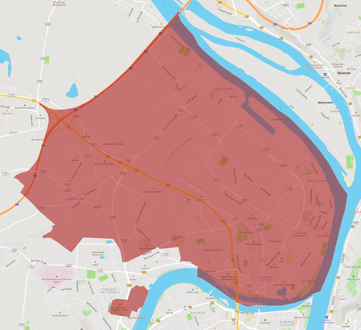 Postleitzahl 56070 - Koblenz - AtlasBig.com