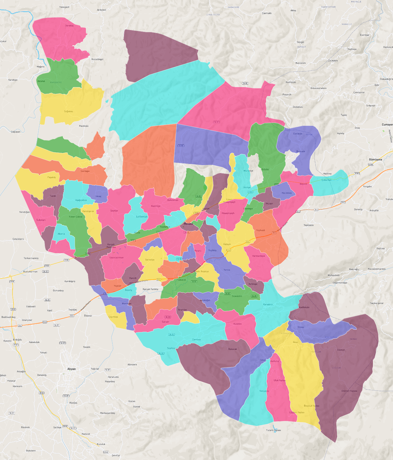 Sakarya Hendek'in Mahalleleri, Nüfus Bilgileri, Haritalar ve ...