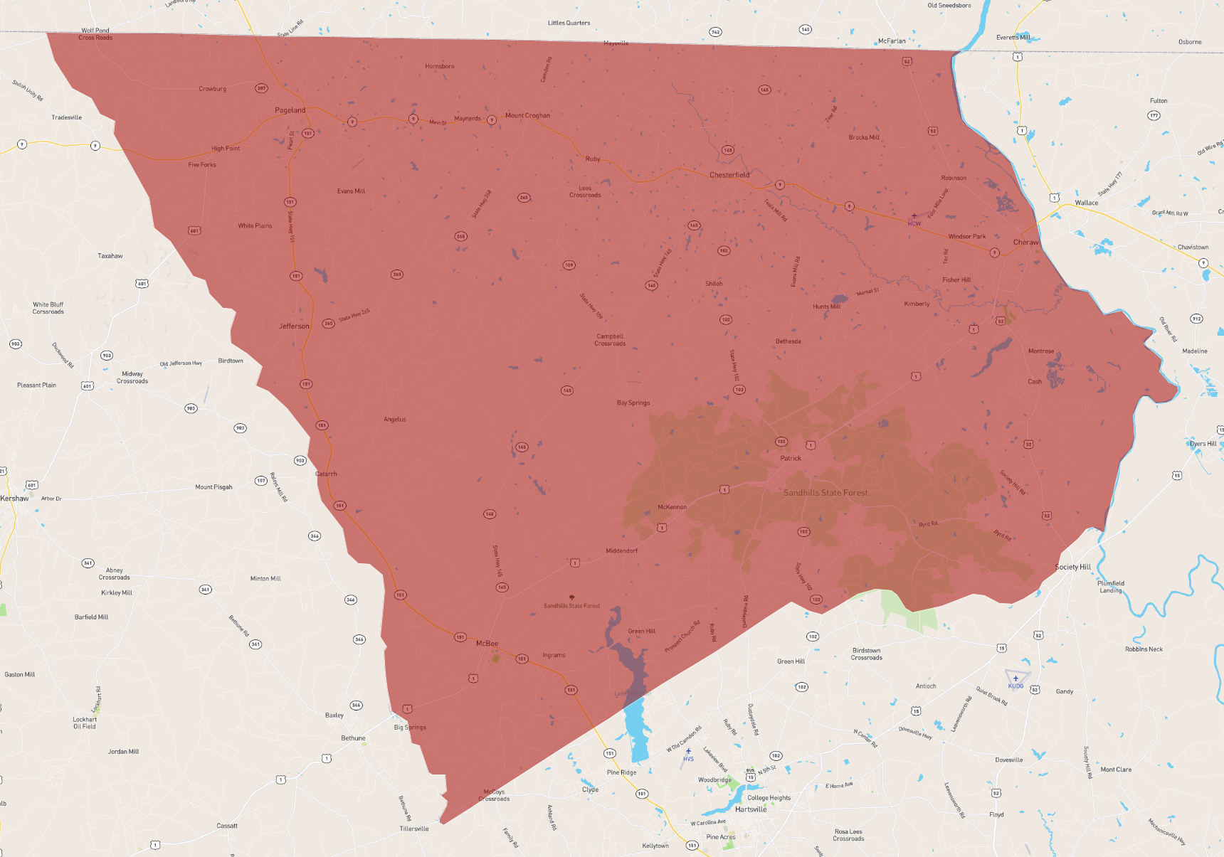 South Carolina Chesterfield County - AtlasBig.com
