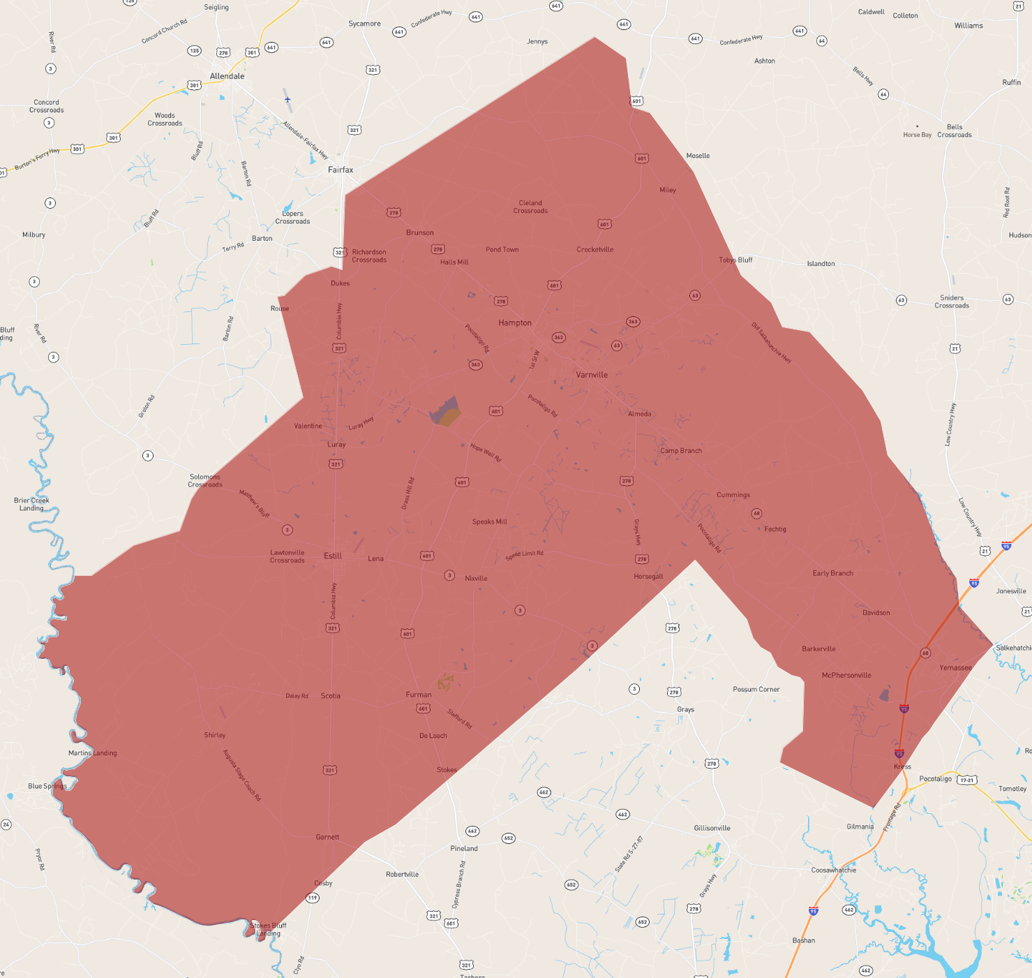 South Carolina Hampton County - AtlasBig.com