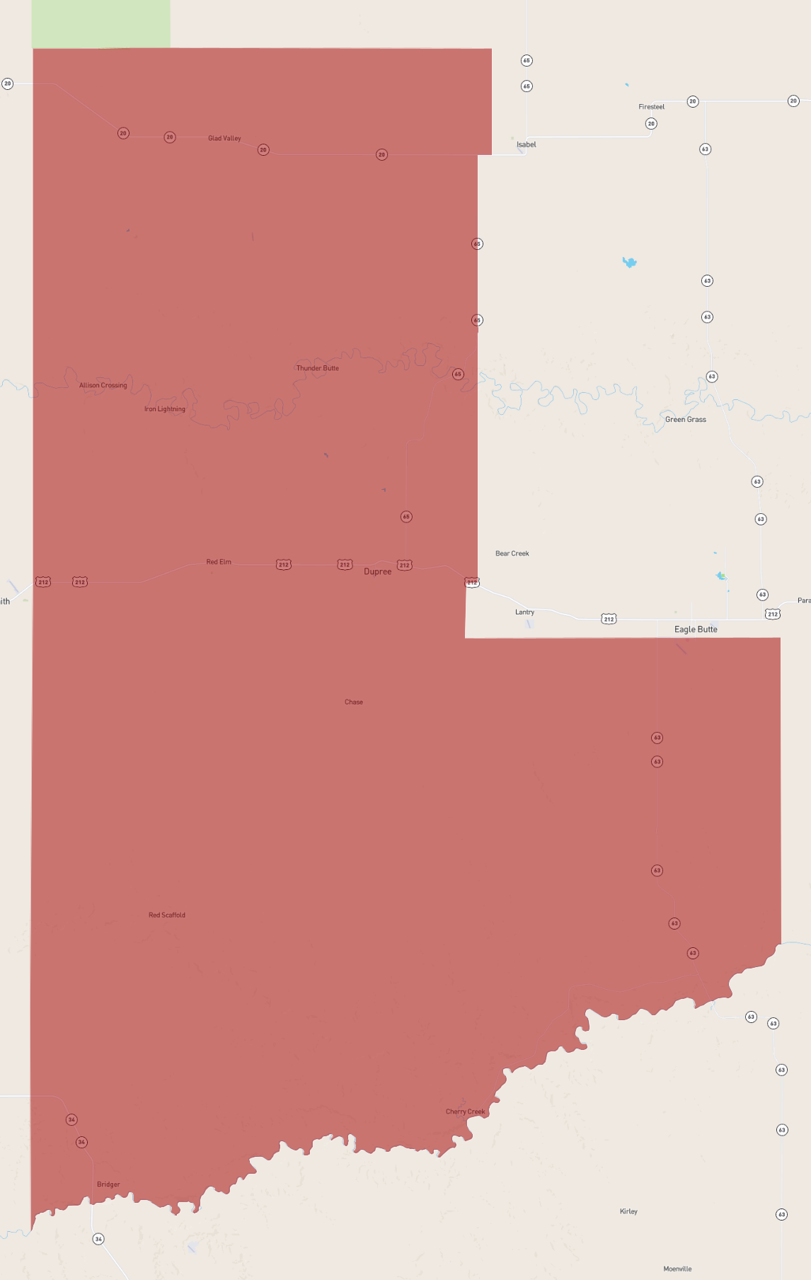 South Dakota Ziebach County