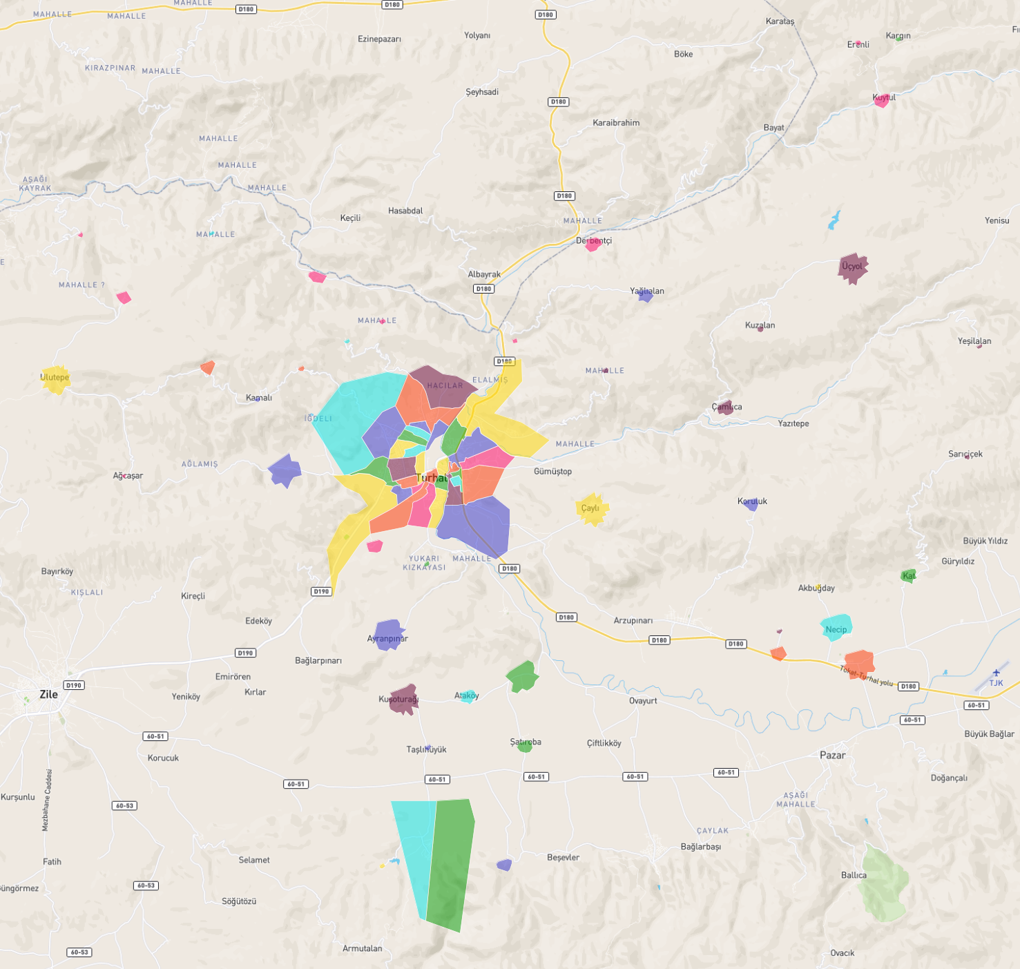 Tokat Turhal'ın Mahalleleri, Nüfus Bilgileri, Haritalar ve ...