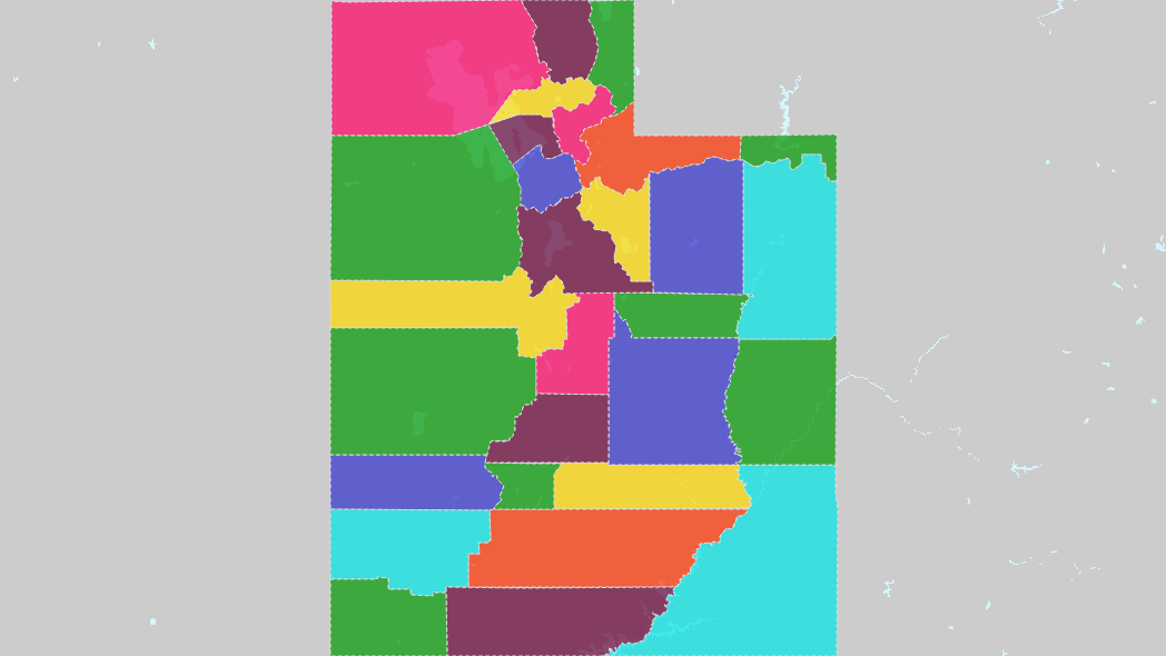Counties of Utah Interactive Colorful Map
