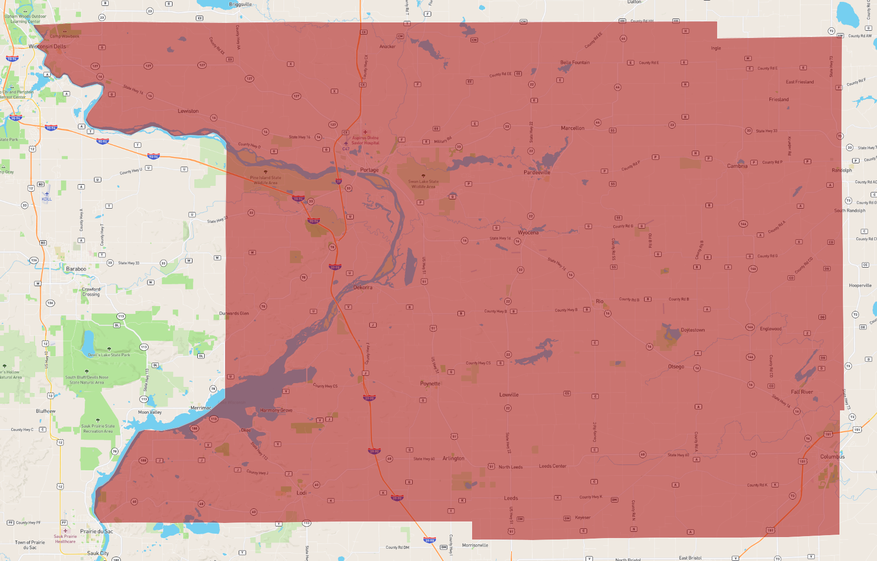 Wisconsin Columbia County - AtlasBig.com