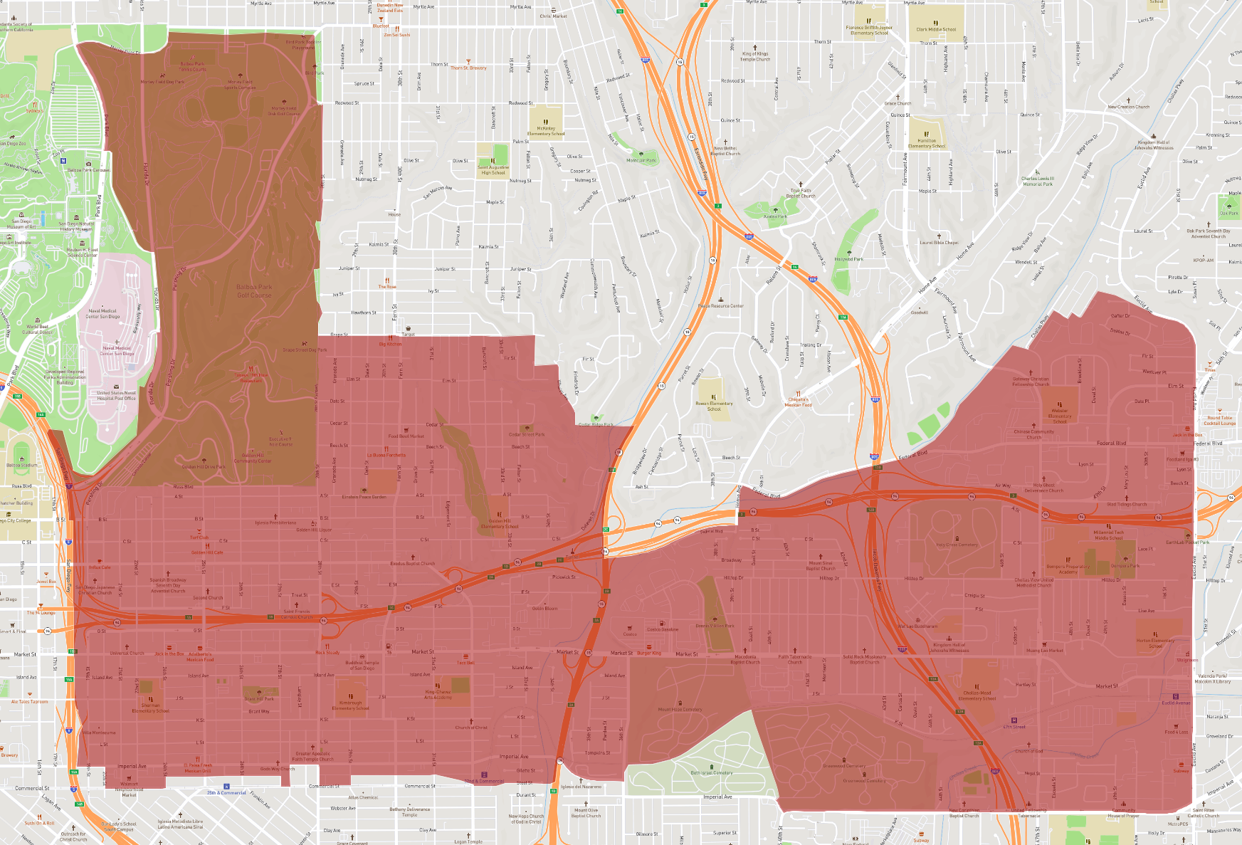 Zip Code 92102 - AtlasBig.com